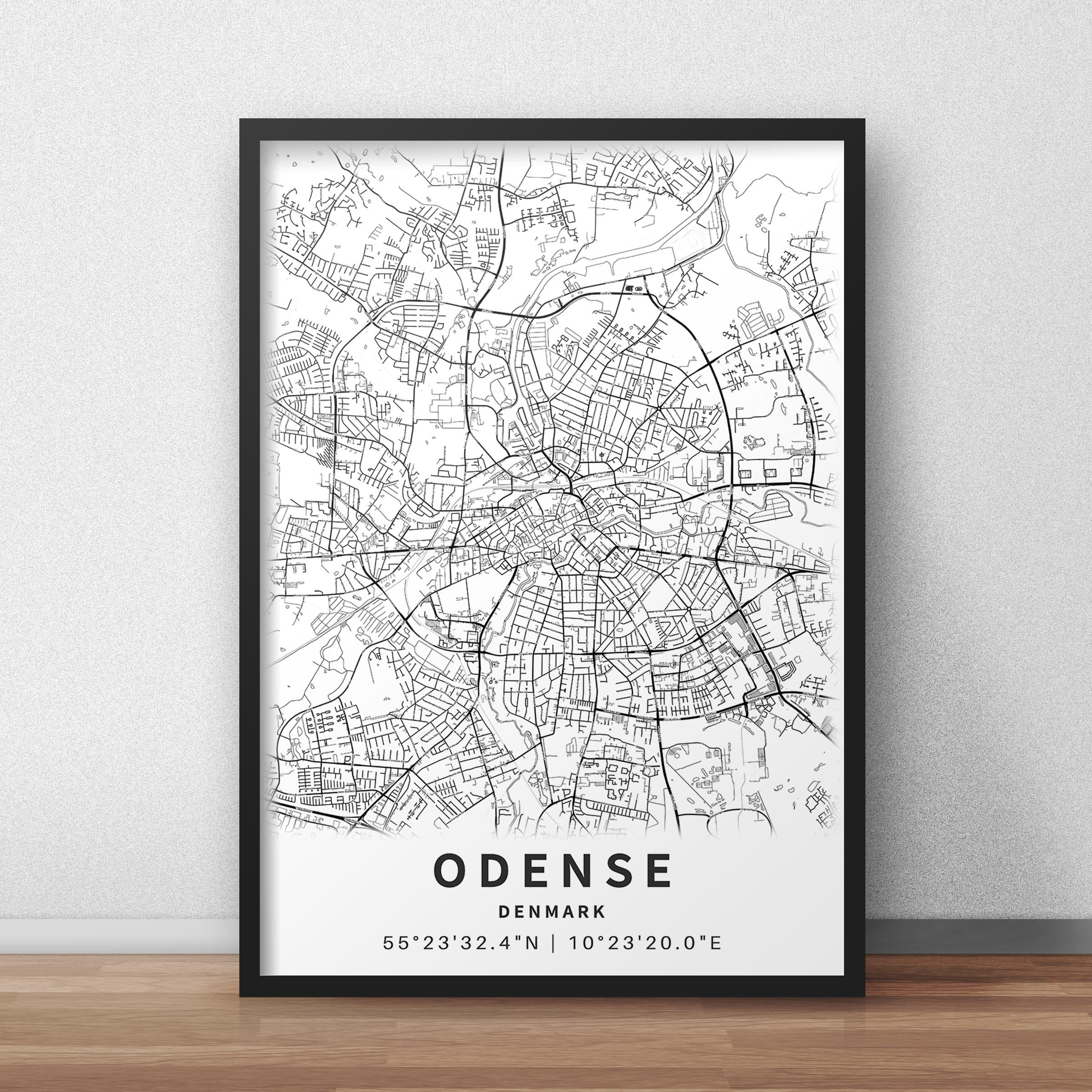 Printable Map of Odense, Denmark With Street Names - Instant Download ...