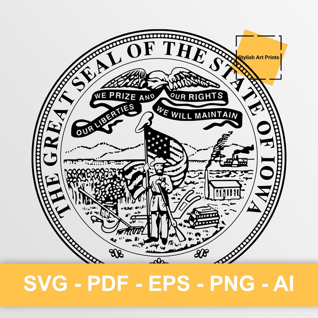 Iowa Coat of Arms Vector Clipart (SVG, PNG, PDF), Iowa Cutting File ...