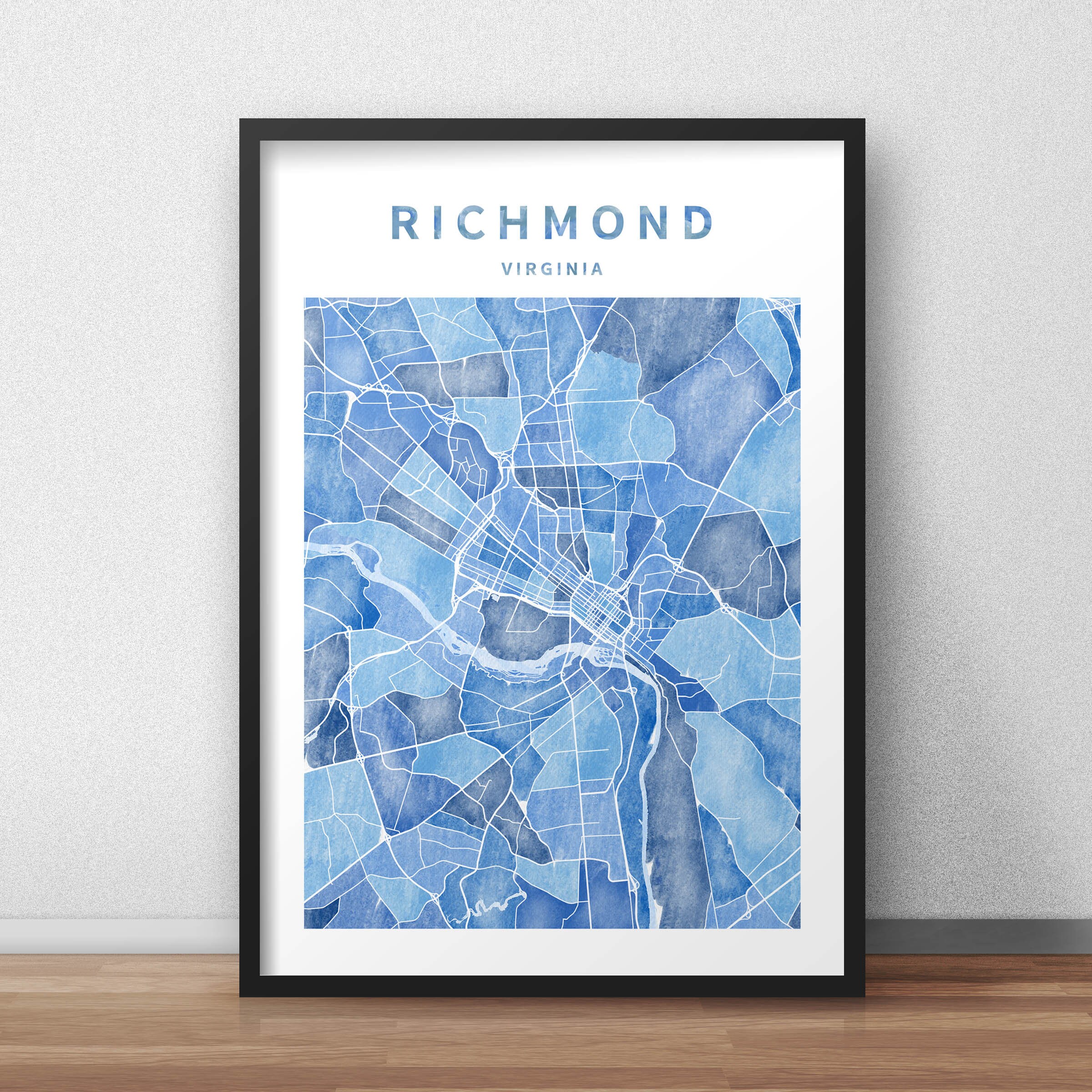 Printable Watercolor Map of Richmond Virginia United States - Etsy