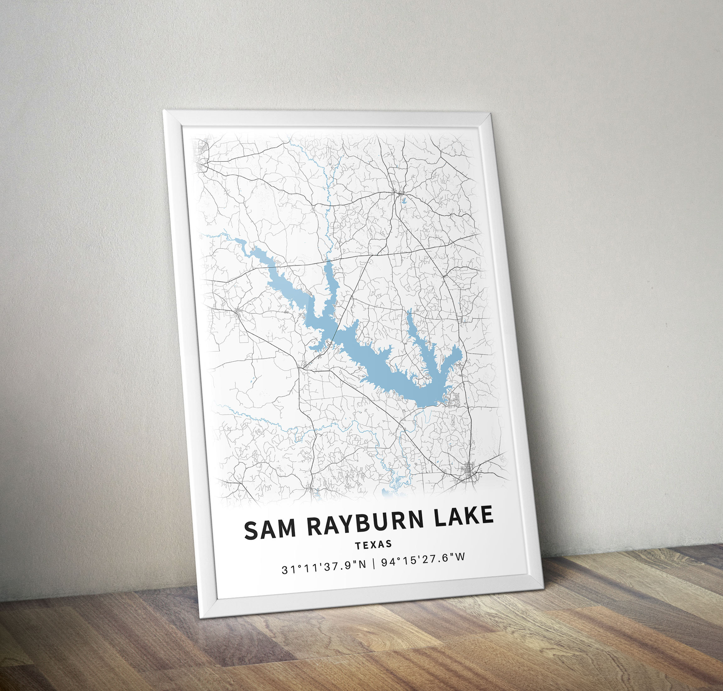 Printable Map of Sam Rayburn Reservoir, Texas - Instant Download \ Lake ...