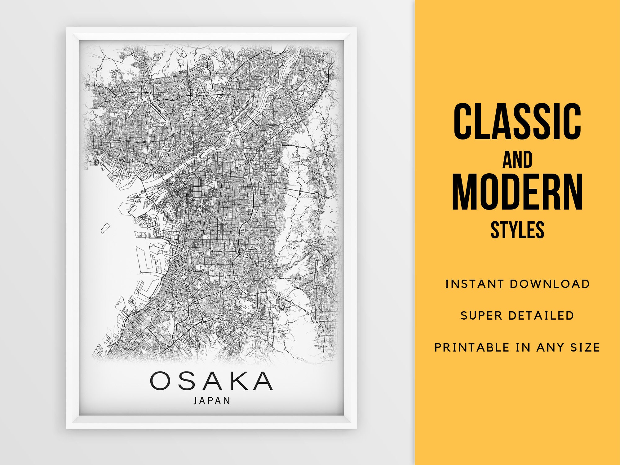 Printable Map of Osaka Japan Instant Download City Map - Etsy