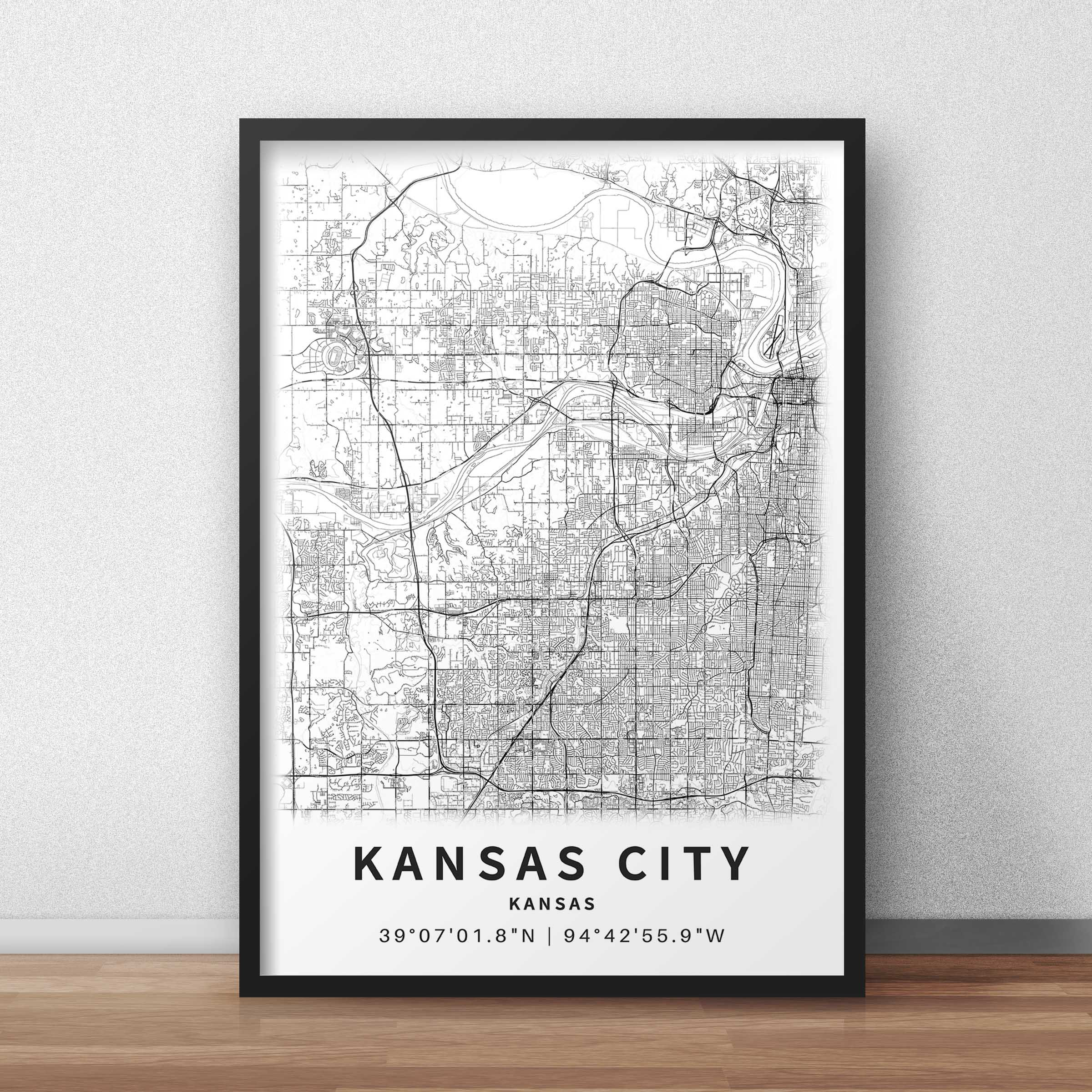 Printable Map of Kansas City KS Kansas USA city map with | Etsy