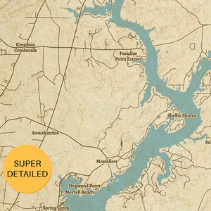 Vintage Style Map of Lay Lake, Alabama, USA With City Names - Instant ...