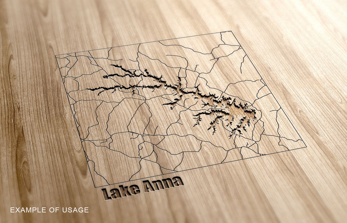 Layered Map of Lake Anna Virginia With Roads Vector File - Etsy