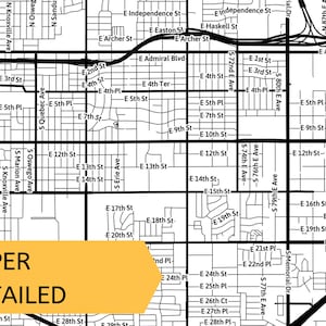 Printable Map of Tulsa, Oklahoma, USA With Street Names - Instant ...