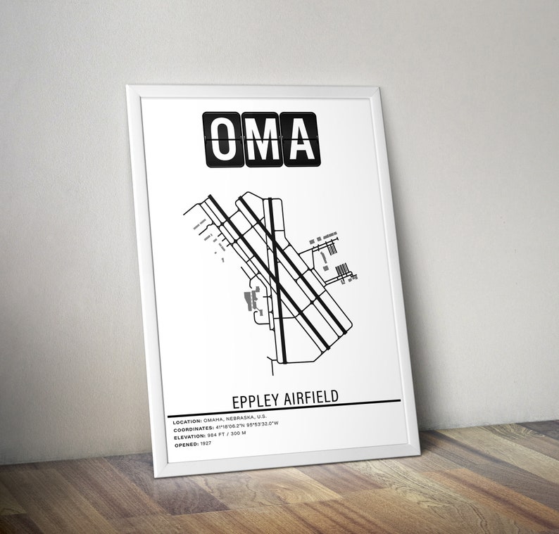 OMA Omaha Eppley Airfield Poster Instant Download Map Art - Etsy