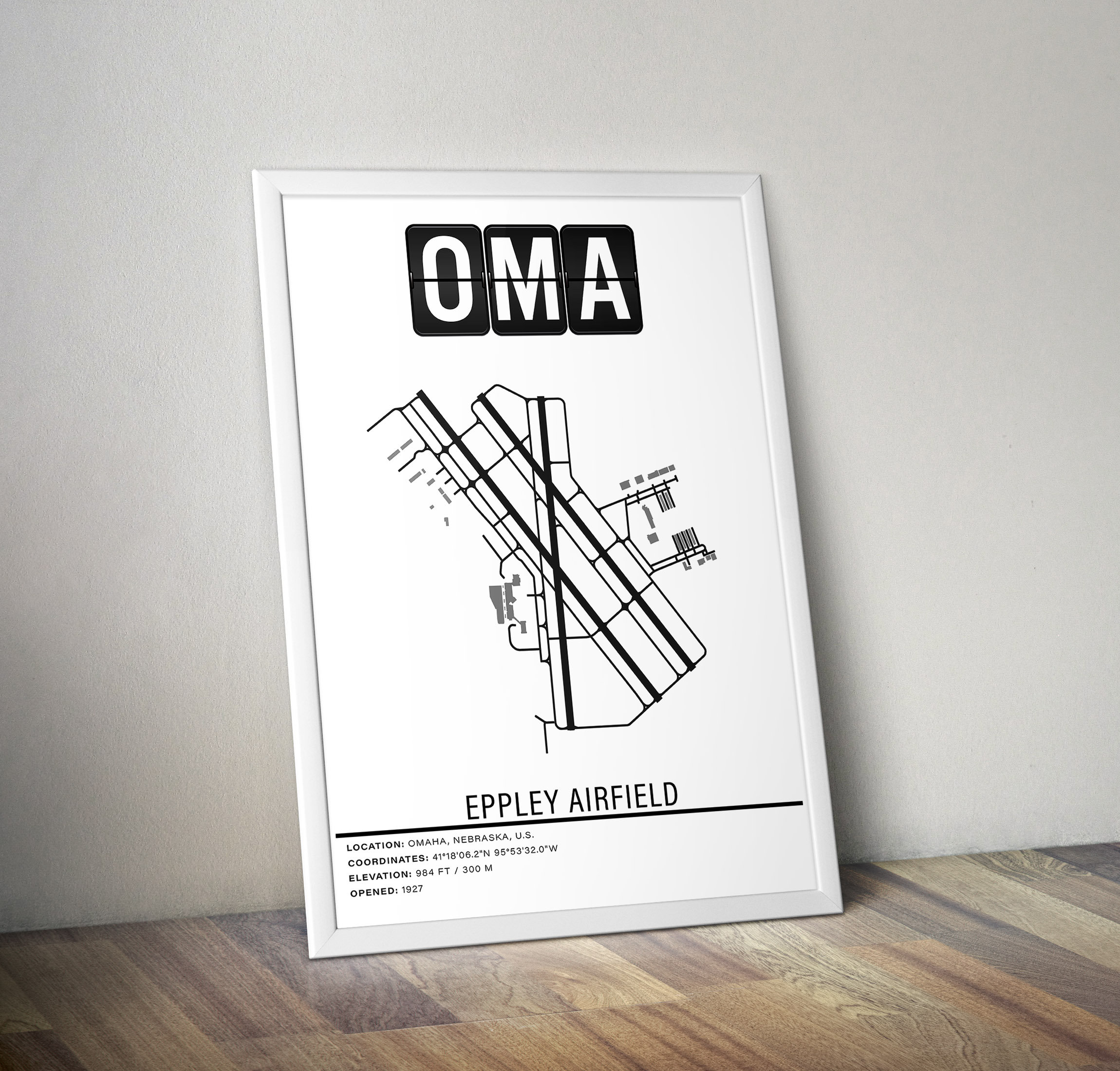OMA Omaha Eppley Airfield Poster Instant Download Map Art | Etsy