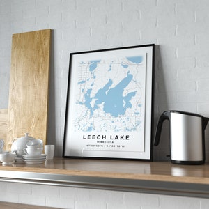 Printable Map of Leech Lake, Minnesota, US - Instant Download \ Lake ...
