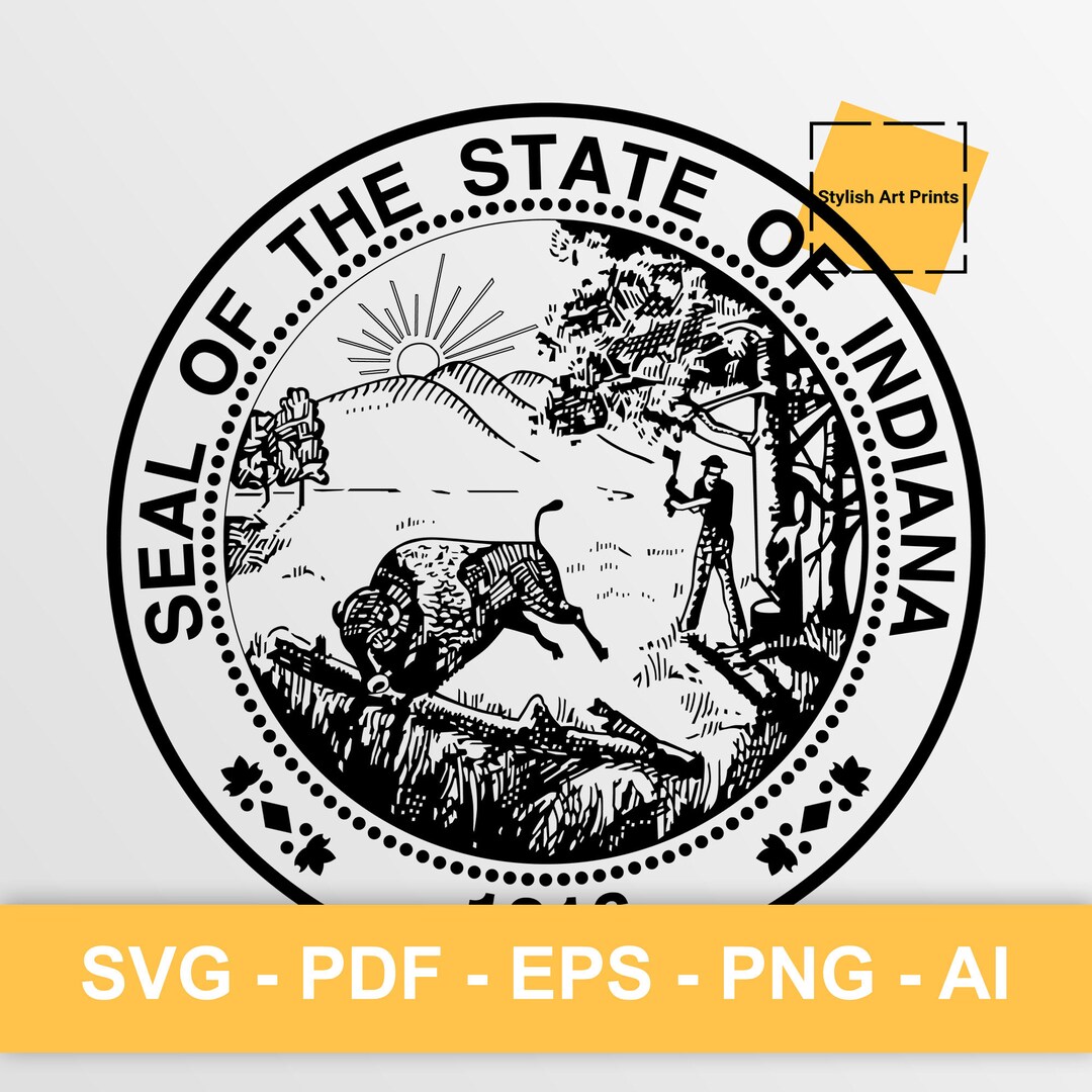 Indiana Coat of Arms Vector Clipart (SVG, PNG, PDF), Indiana Cutting ...