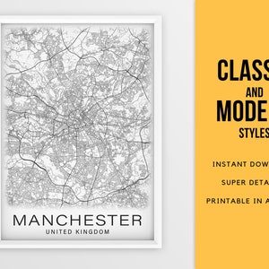 Printable Map of Manchester England Instant Download City - Etsy