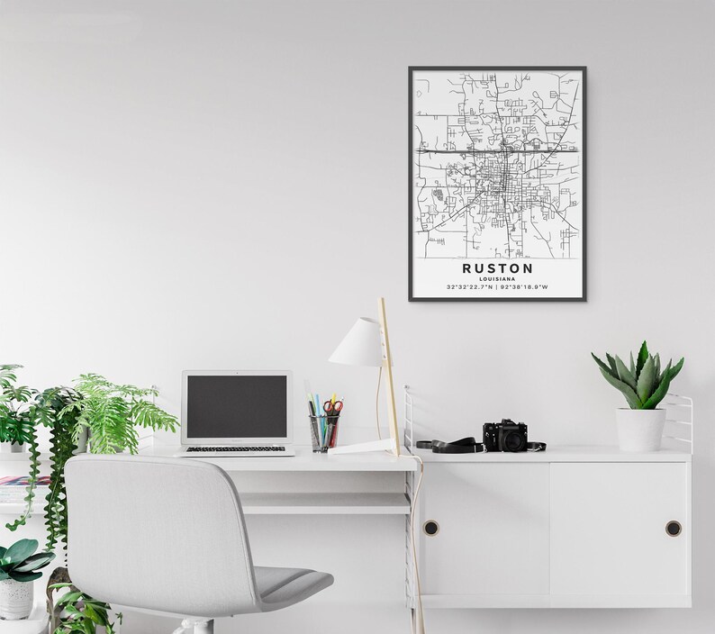 Printable Map of Ruston, Louisiana, USA With Street Names - Instant ...