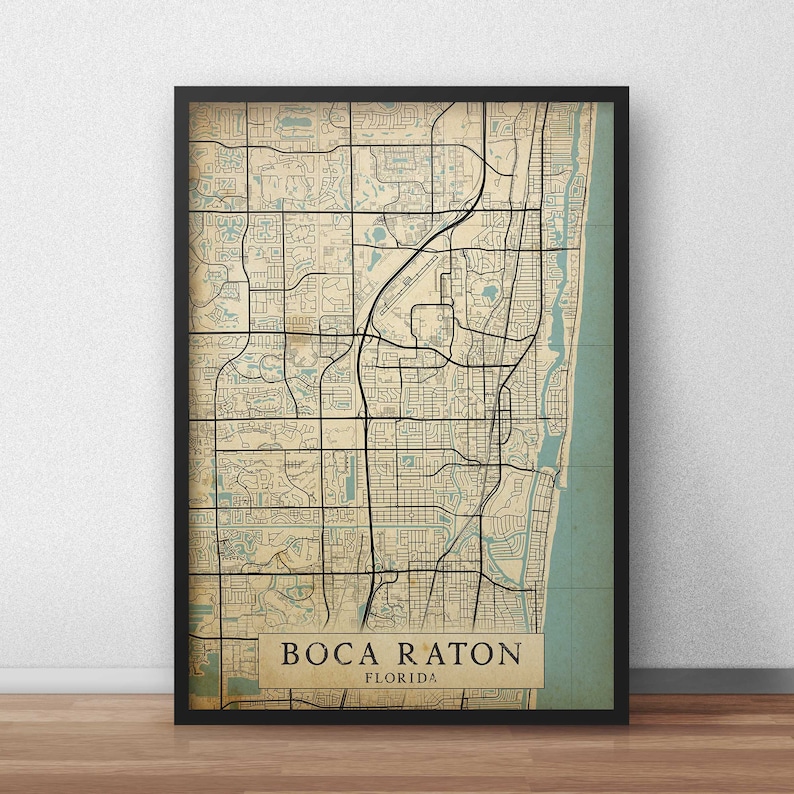 Printable Vintage Style Map of Boca Raton Florida United - Etsy