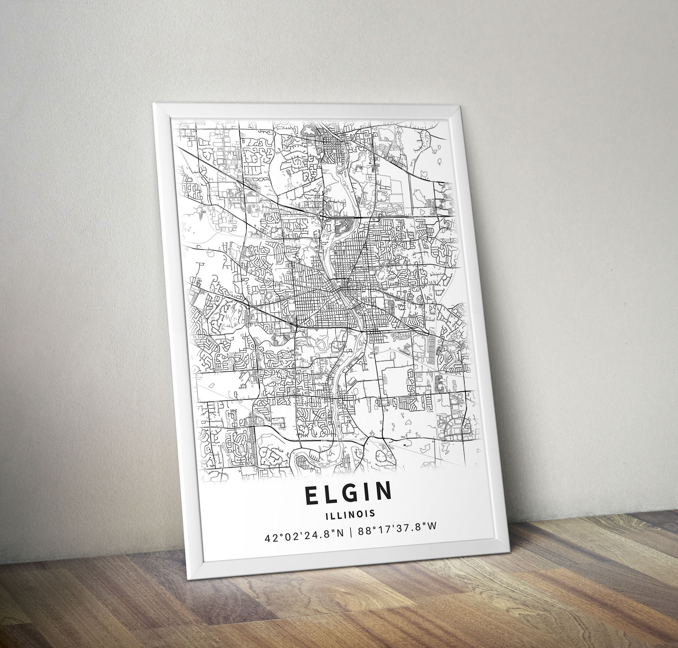 Printable Map of Elgin Illinois USA With Street Names - Etsy