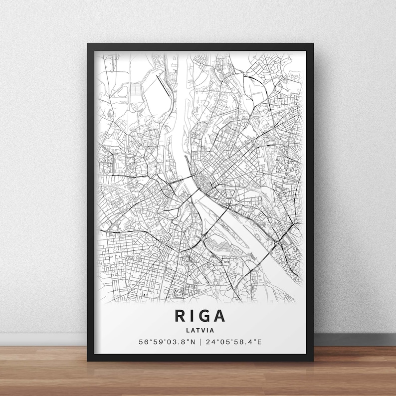 Printable Map of Riga, Latvia With Street Names - Instant Download ...