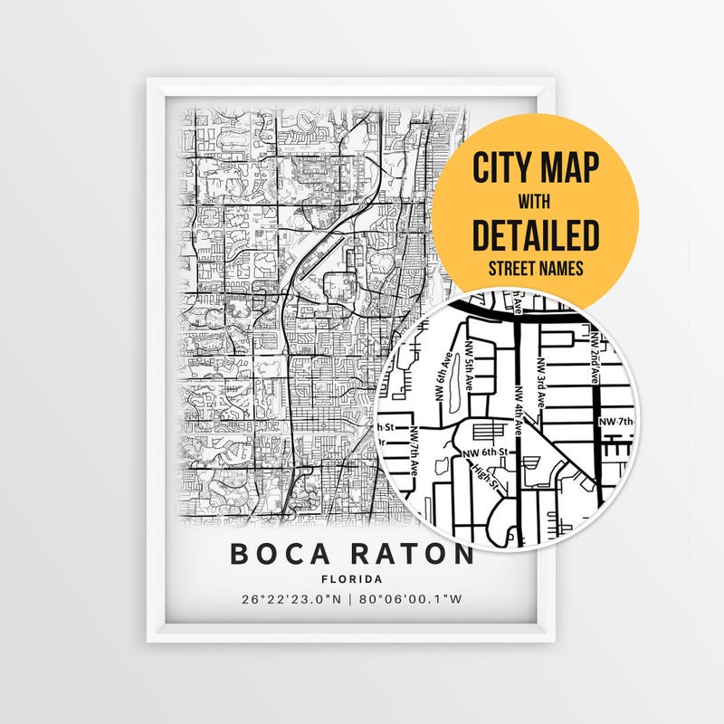 Boca Raton Map Art - Etsy