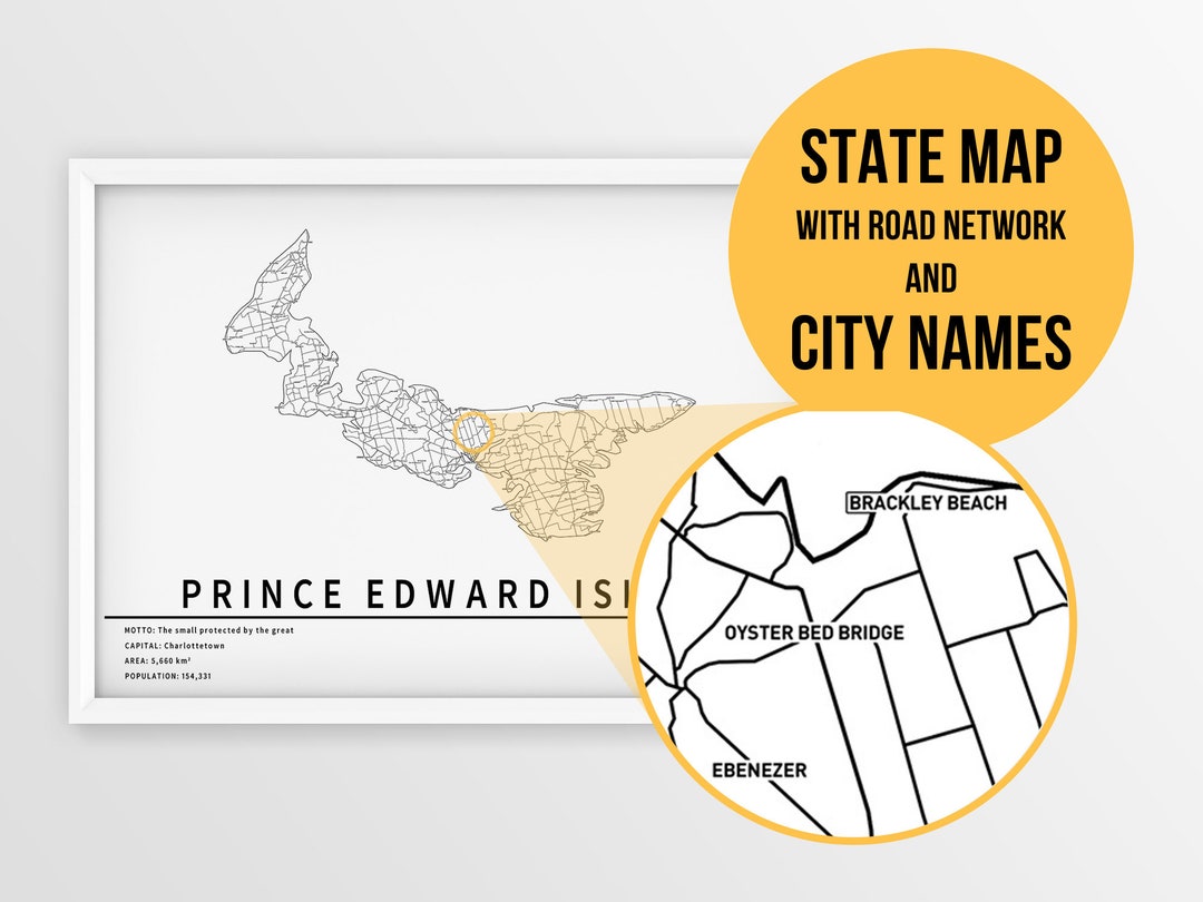 Printable Map of Prince Edward Island, PEI Canada Instant Download ...