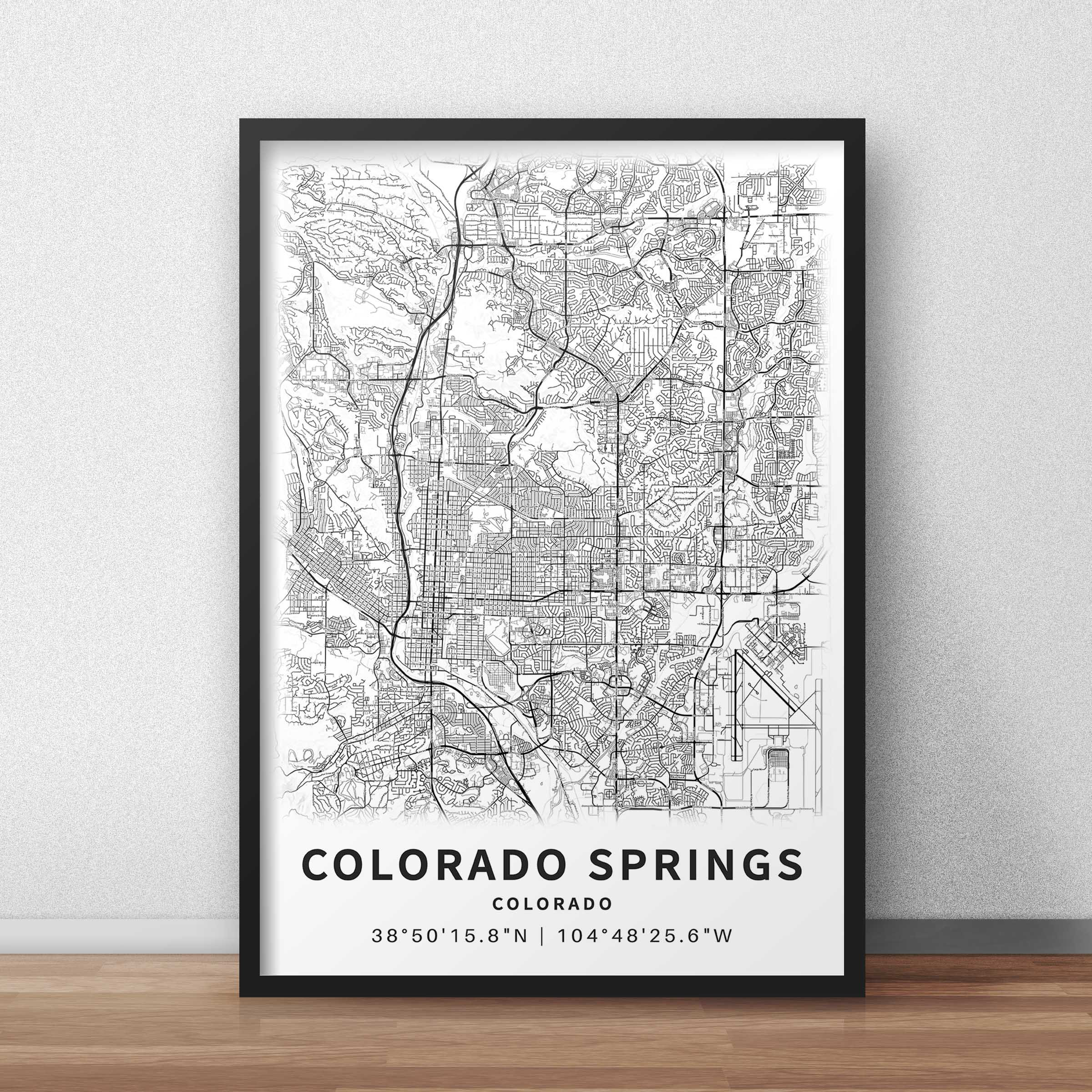 Printable Map of Colorado Springs CO With Street Names | Etsy