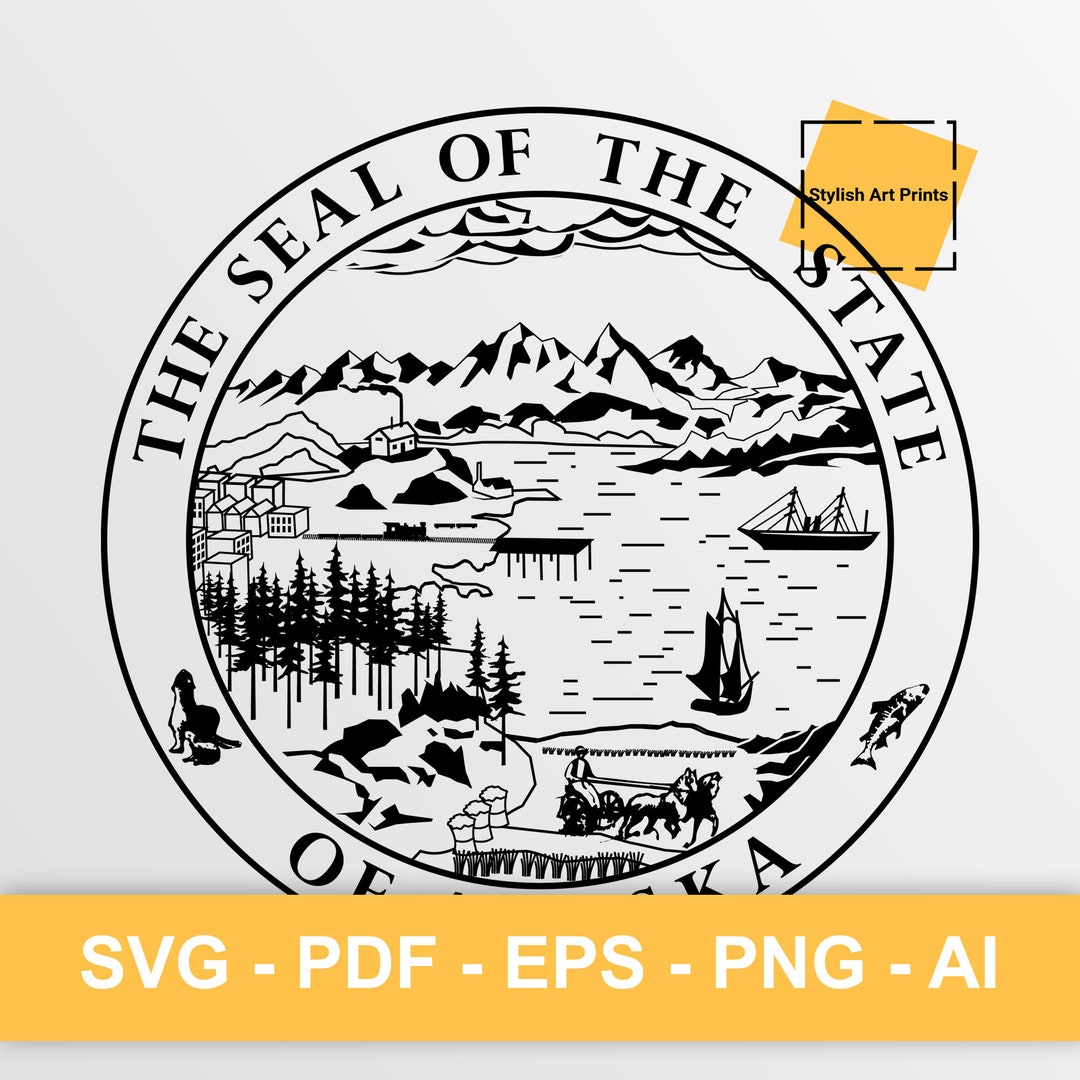 Alaska Coat of Arms Vector Clipart (SVG, PNG, PDF), Alaska Cutting File ...