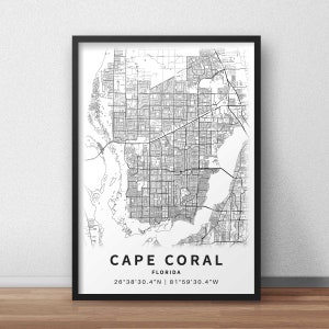 Printable Map of Cape Coral, Florida, USA With Street Names - Instant ...