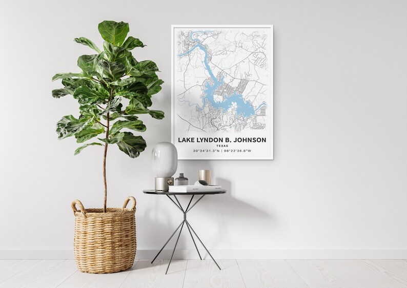 Printable Map of Lake Lyndon B. Johnson (lake LBJ), Texas - Instant ...