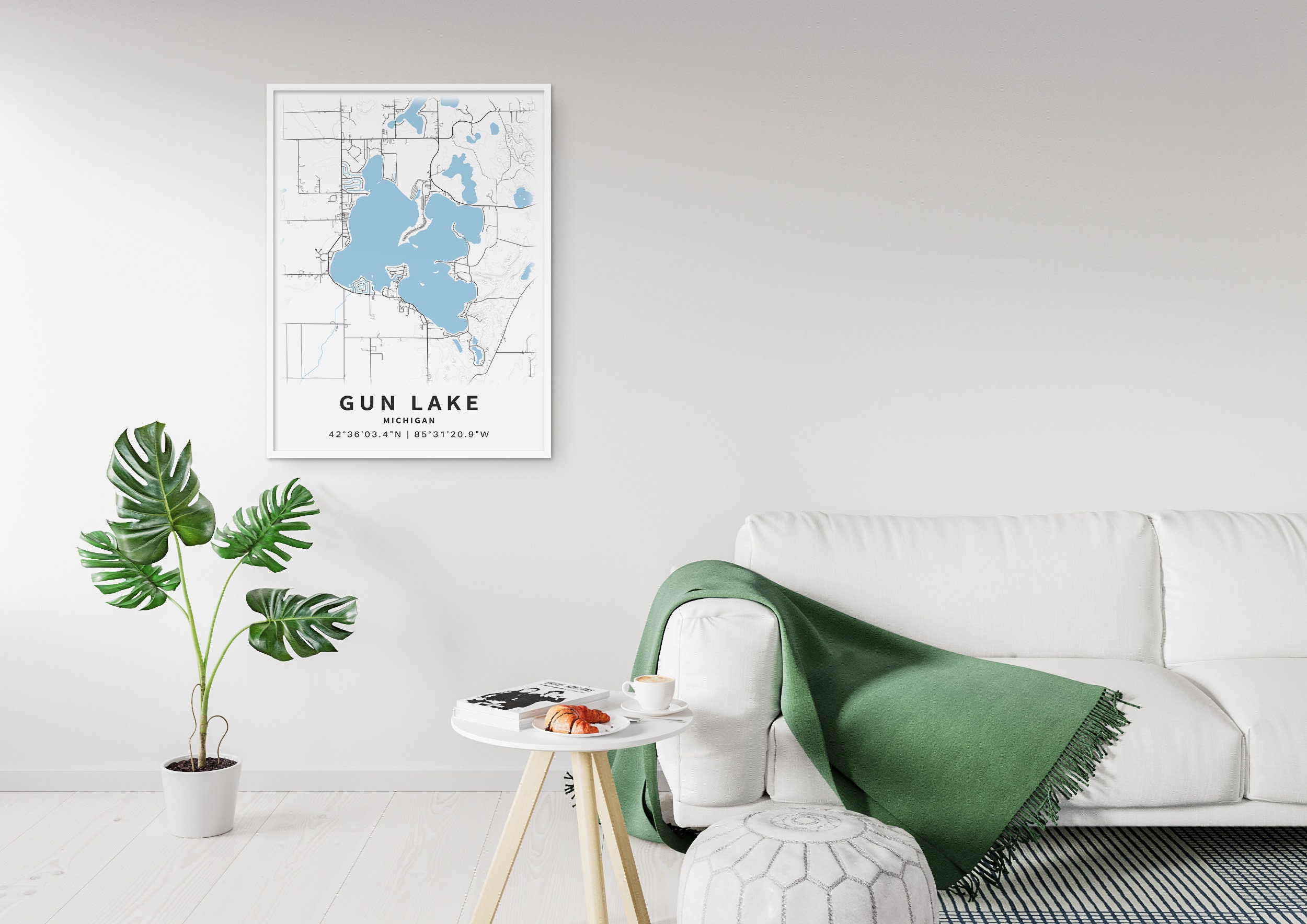 Printable Map of Gun Lake Michigan United States Instant - Etsy Hong Kong