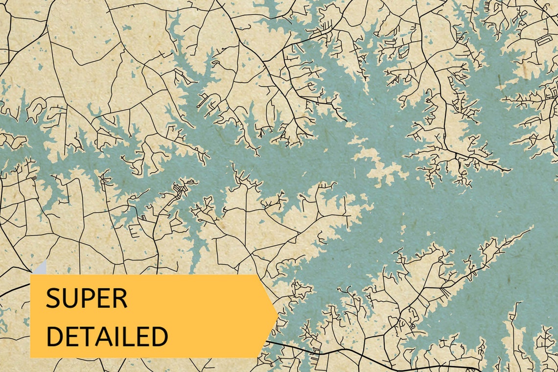 Vintage Style Map of Lake Murray South Carolina USA Instant | Etsy