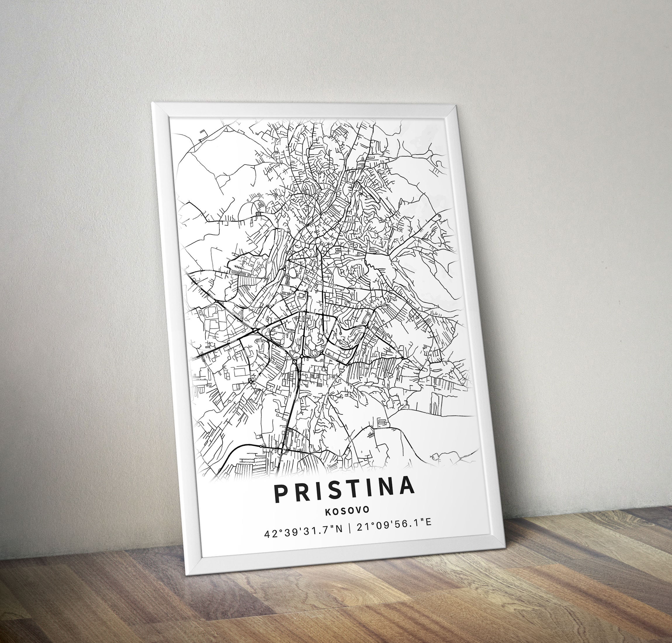 Printable Map of Pristina, Kosovo With Street Names - Instant Download ...
