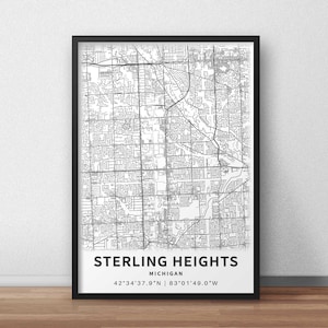 Printable Map of Sterling Heights, Michigan, USA With Street Names ...