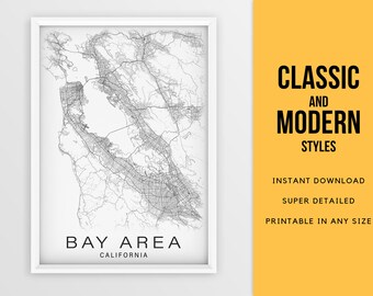 San Francisco Bay Area Map, Letterpress Wall Art - Etsy