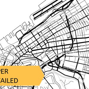 Printable Map Cleveland, Ohio, USA With Street Names - Instant Download ...