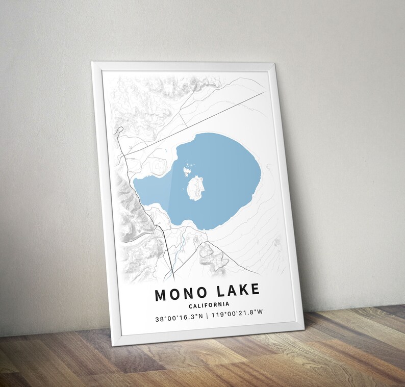 Printable Map of Mono Lake, California, US - Instant Download \ Lake ...