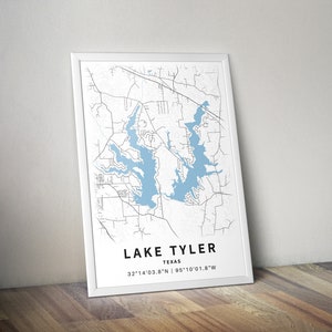 Printable Map of Lake Tyler, Texas, US - Instant Download \ Lake Map ...