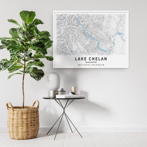 Printable Map of Lake Chelan, Washington, US - Instant Download \ Lake ...
