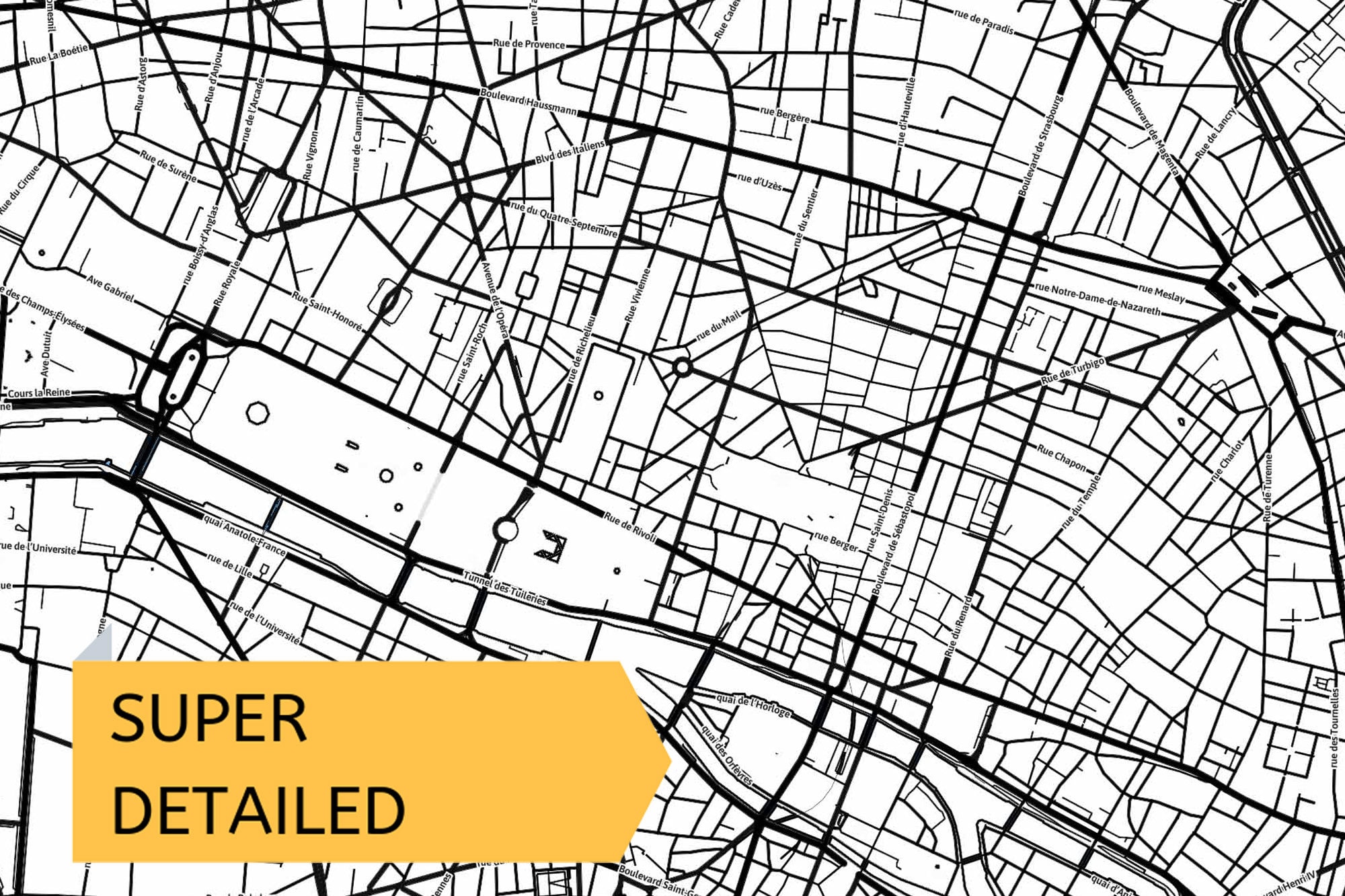 Printable Map of Paris France With Street Names Instant - Etsy