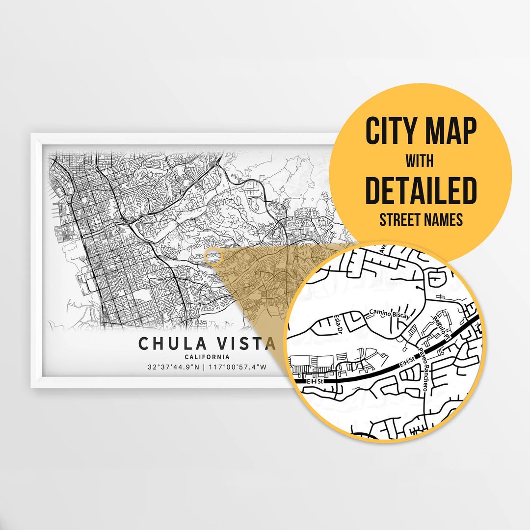 Printable Map of Chula Vista, California, USA With Street Names ...