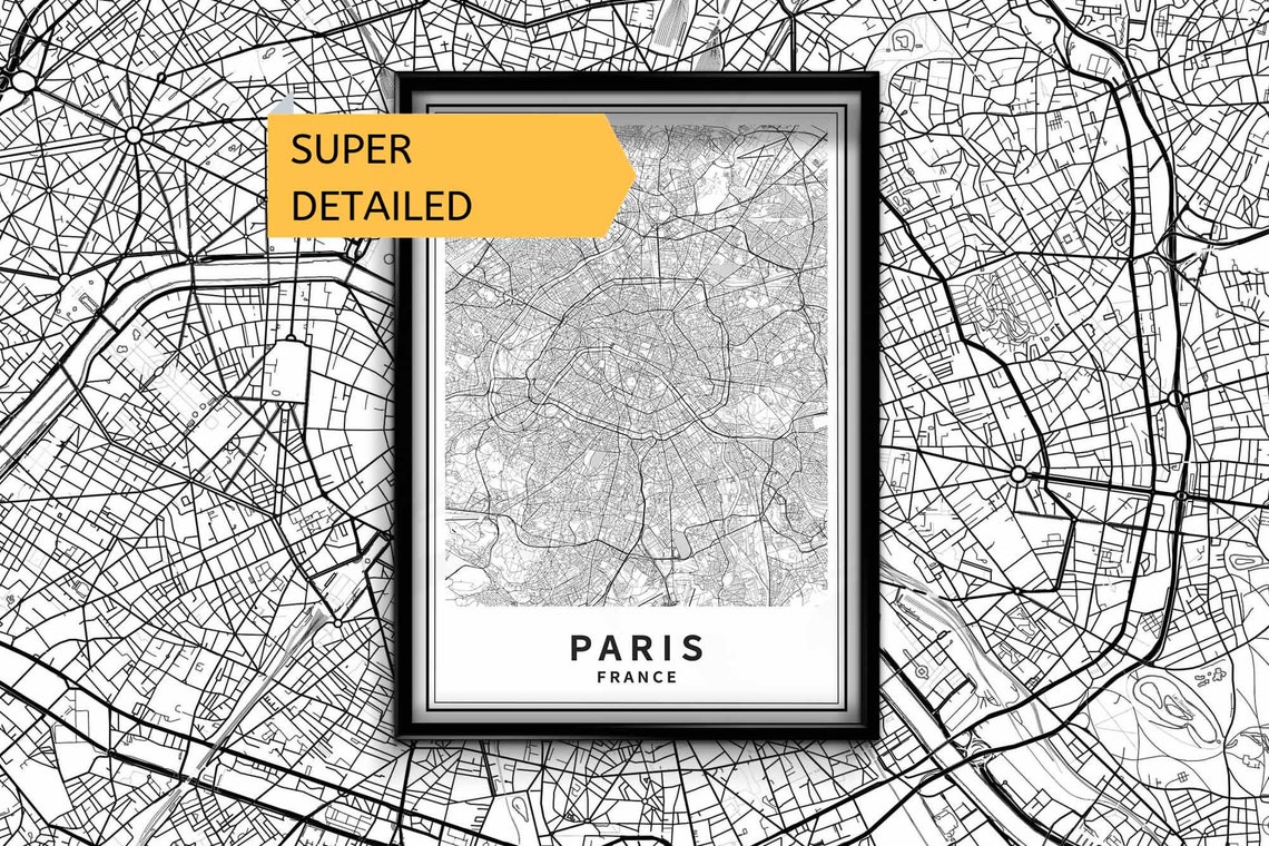 Printable Map of Paris France Instant Download City Map | Etsy