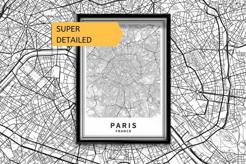 Printable Map of Paris France Instant Download City Map | Etsy