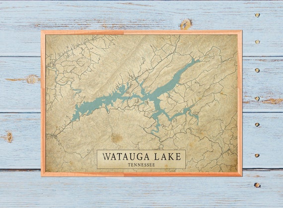 Printable Vintage Style Map of Watauga Lake Tennessee - Etsy
