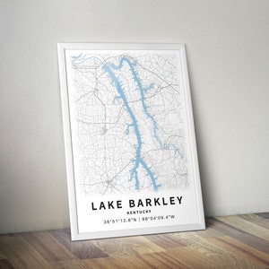 Printable Map of Lake Barkley, Kentucky, US - Instant Download \ Lake ...