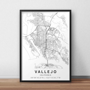 Printable Map of Vallejo, California, USA With Street Names - Instant ...