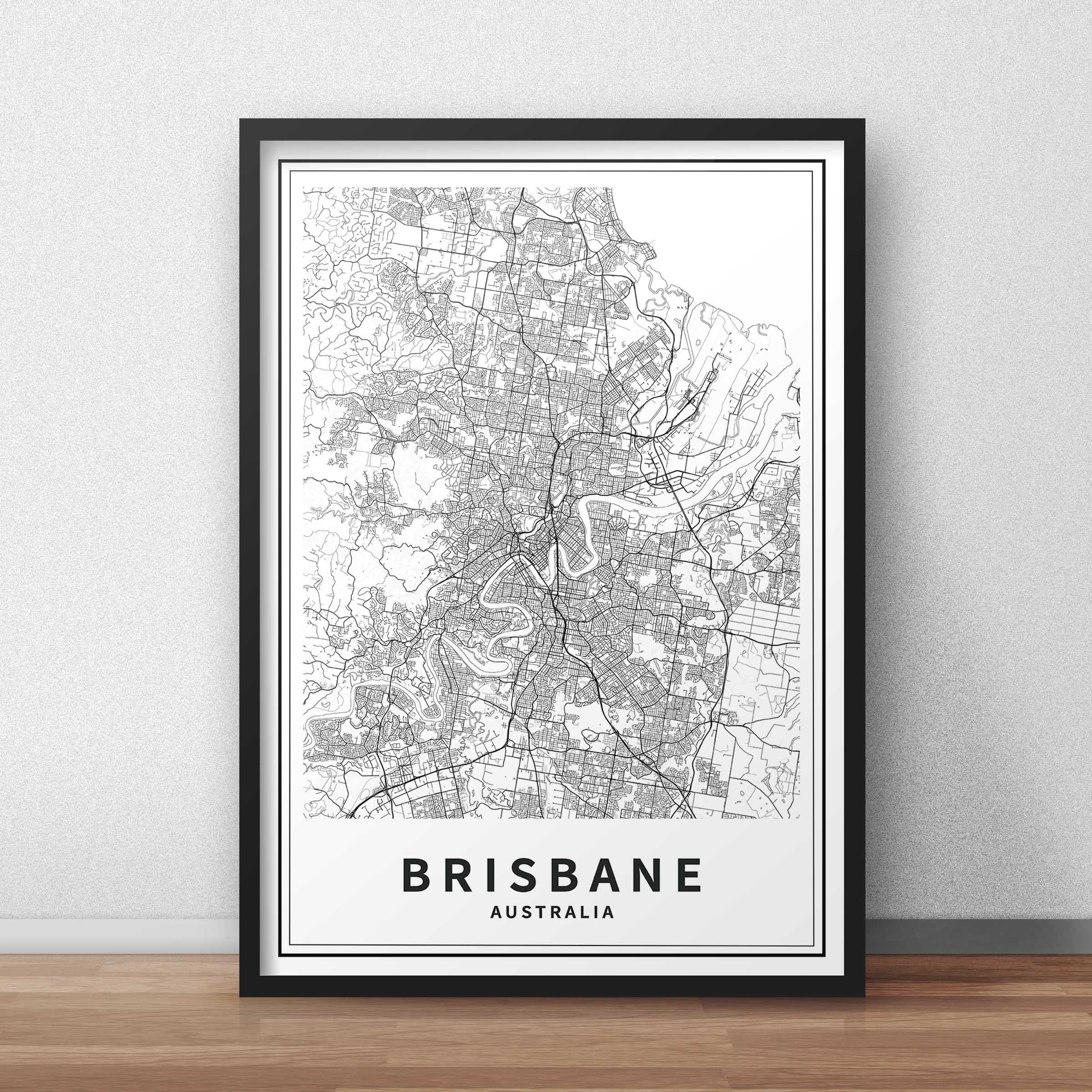Brisbane Australia map print Brisbane Queensland city map | Etsy