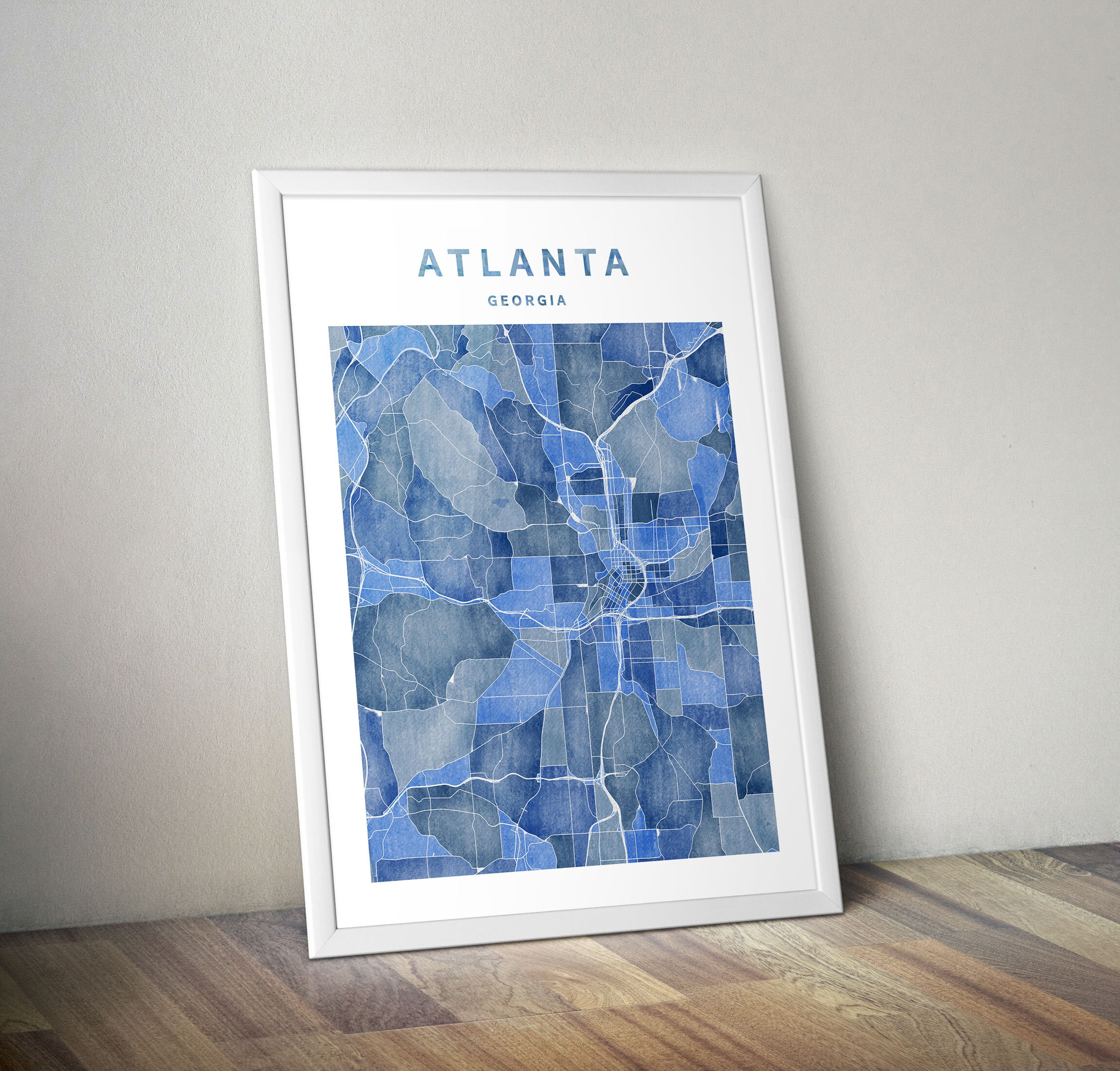 Printable Watercolor Map of Atlanta Georgia United States - Etsy