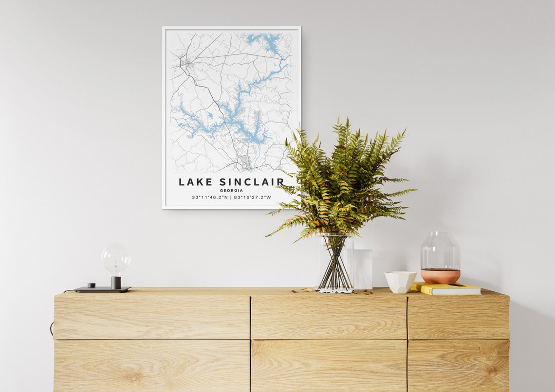 Printable Map of Lake Sinclair Georgia United States | Etsy