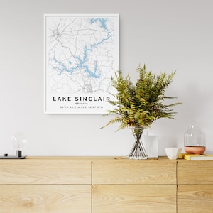 Printable Map of Lake Sinclair, Georgia, US - Instant Download \ Lake ...
