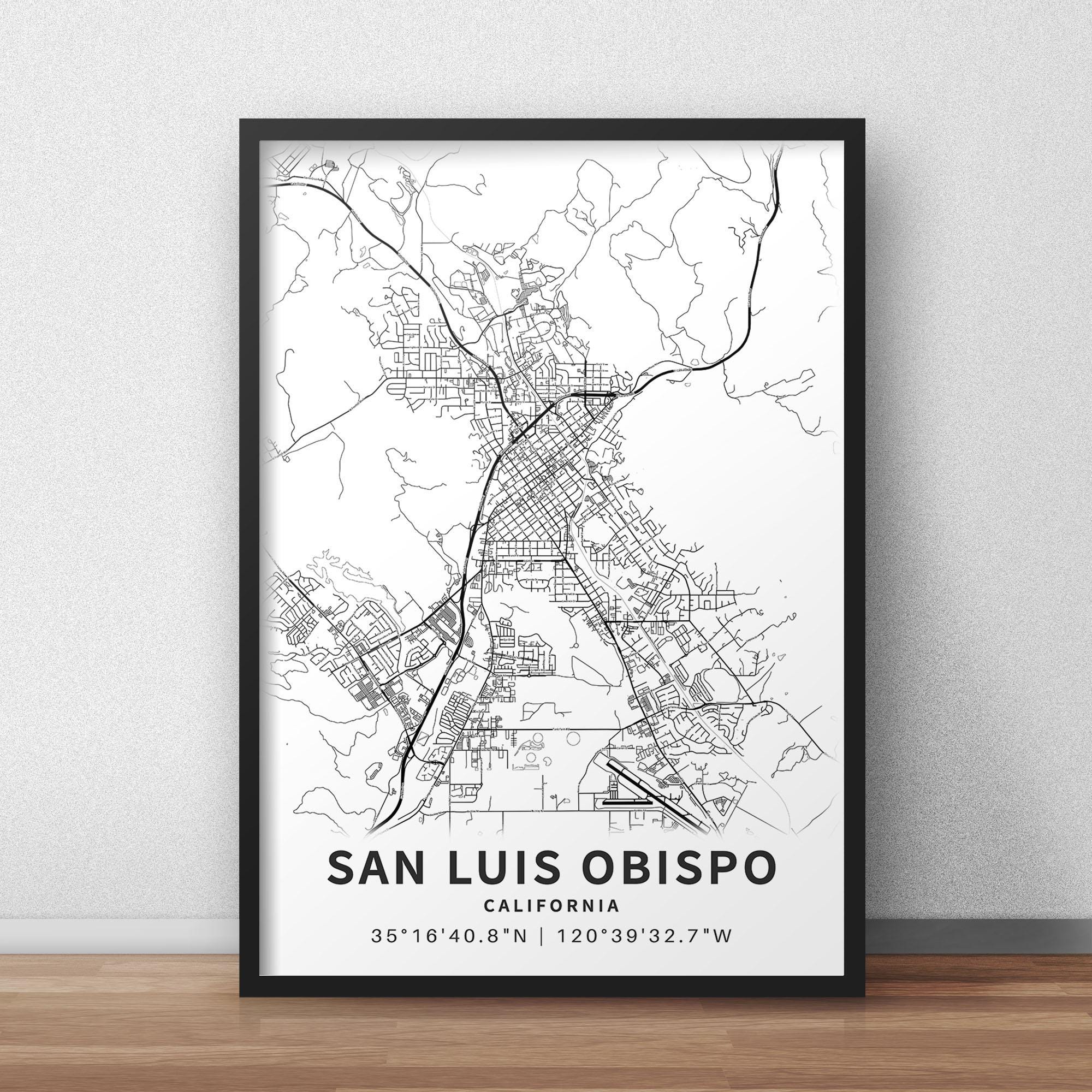 Printable Map of San Luis Obispo, California, USA With Street Names ...