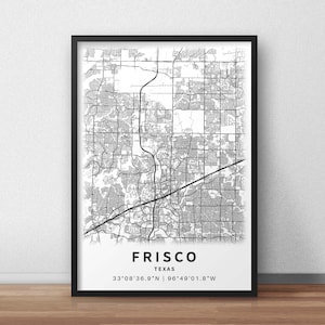 Frisco Texas Map With Street Names, Printable Frisco City Poster ...
