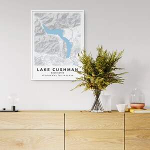 Printable Map of Lake Cushman, Washington, US - Instant Download \ Lake ...