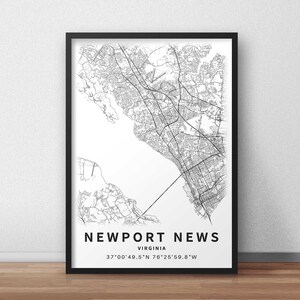 Printable Map of Newport News, Virginia, USA With Street Names ...