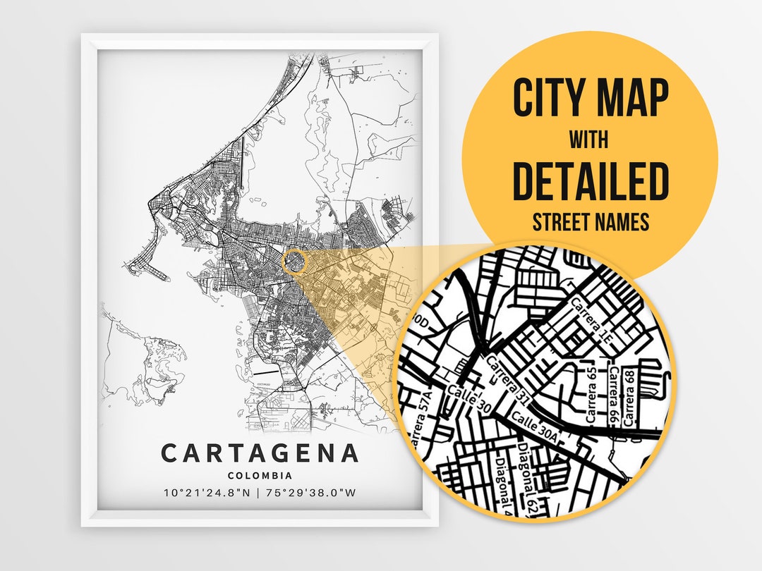 Printable Map of Cartagena Colombia With Street Names - Etsy
