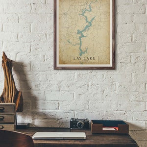 Vintage Style Map of Lay Lake Alabama USA Instant Download - Etsy